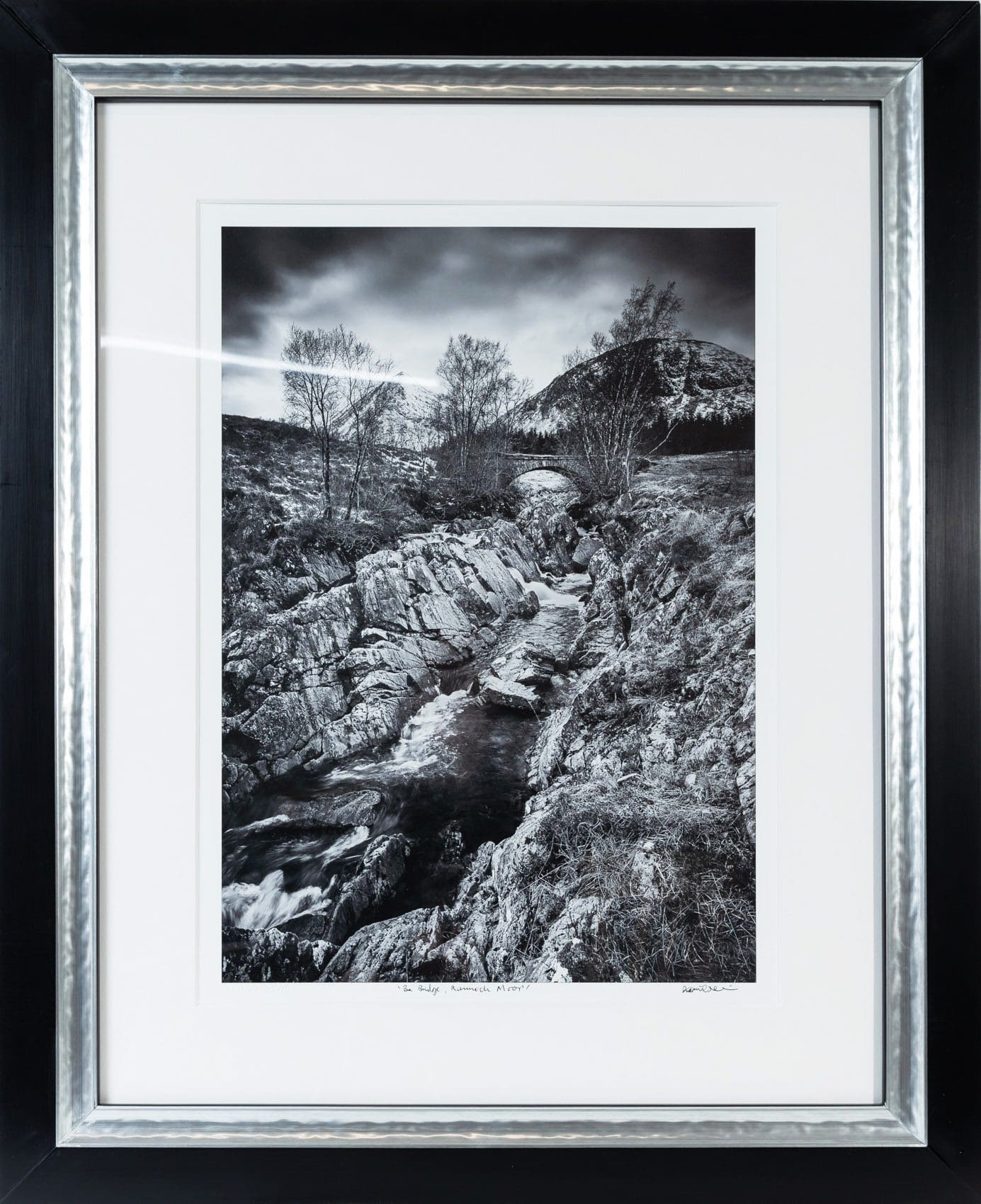 Framed Monochrome Print of 'Ba Bridge, Rannoch Moor' - Diarmid Weir ...